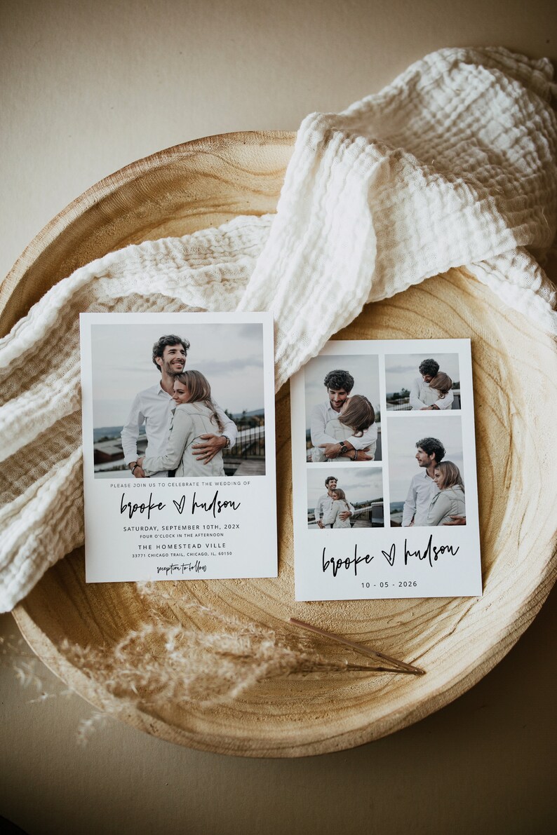 Wedding Invite Card Template, Photo Collage Invitation, Instant ...