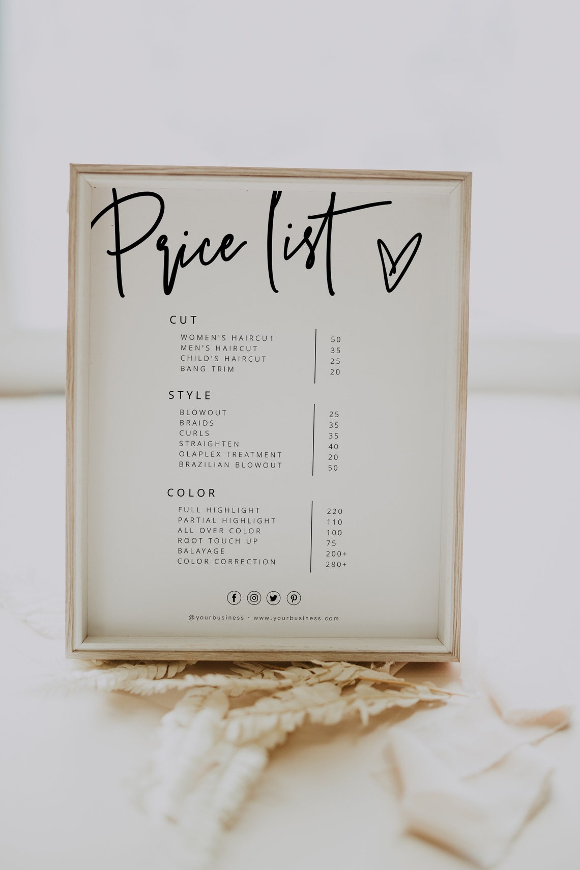 Price List Template, Small Business Price List, Editable Price Sheet ...
