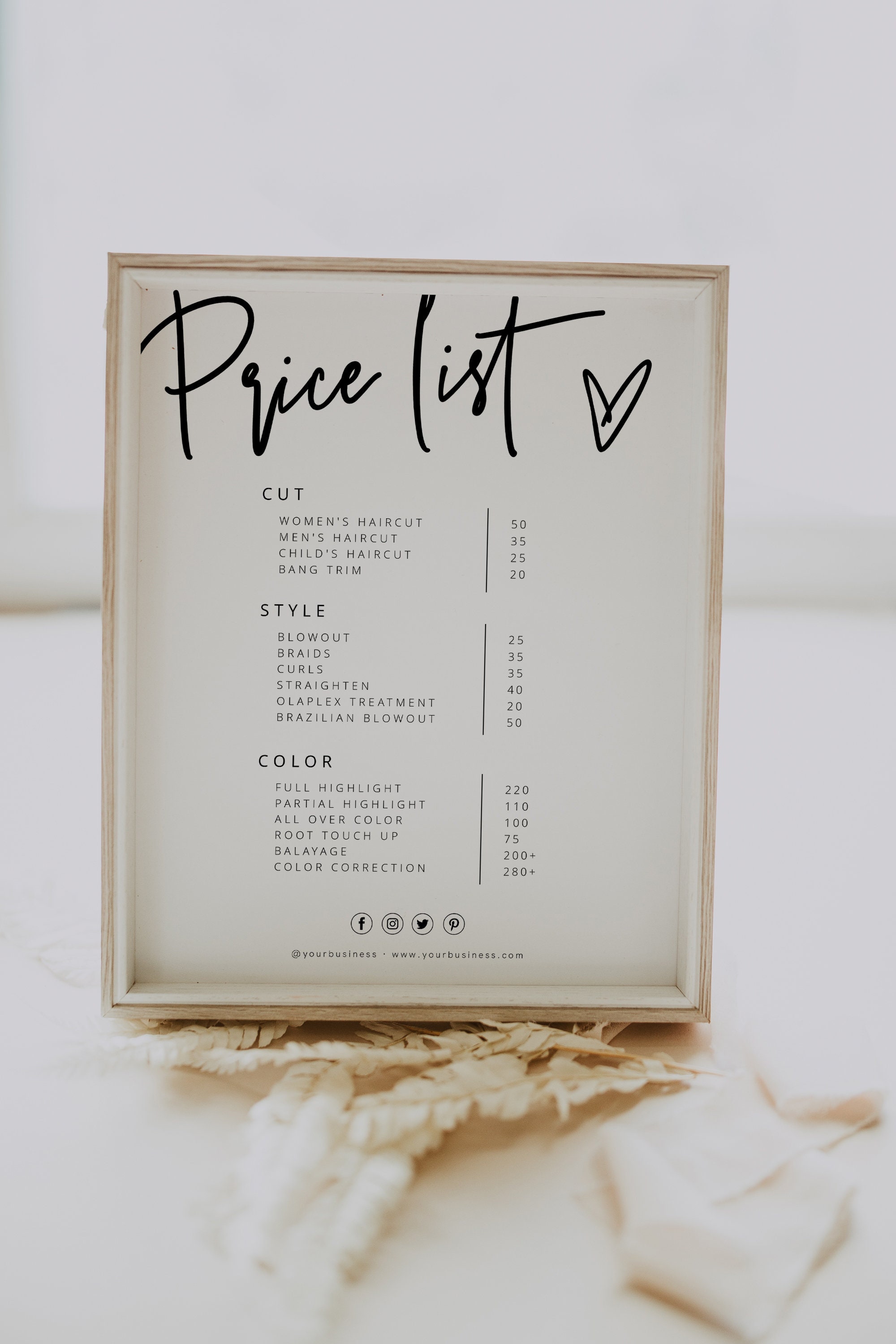 Price List Template Small Business Price List Editable Price - Etsy
