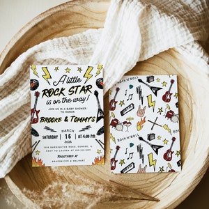 Rock and Roll Baby Shower Invitation, Born to Rock Baby Shower Invite ...