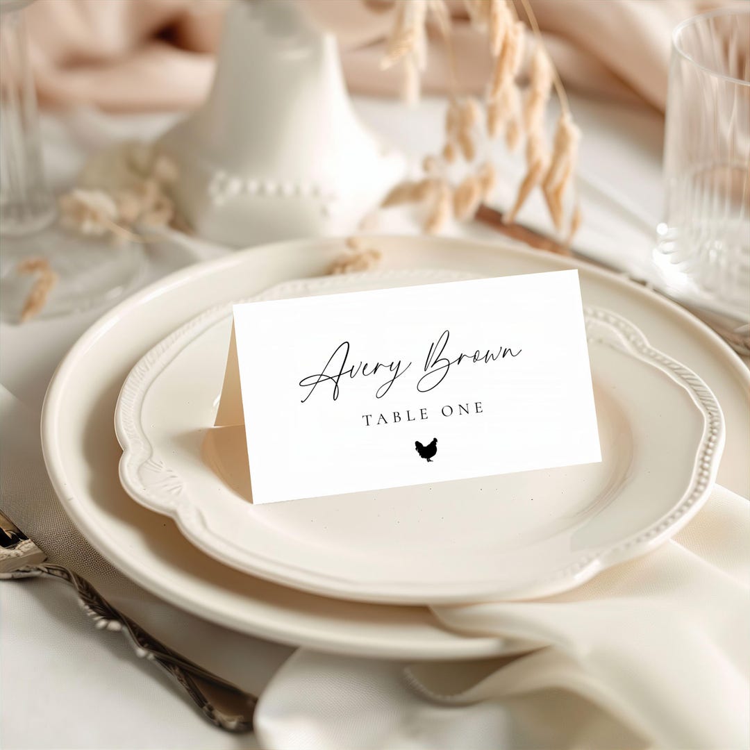 Name Card Template, Place Card With Meal Choice Icon, Boho Wedding ...