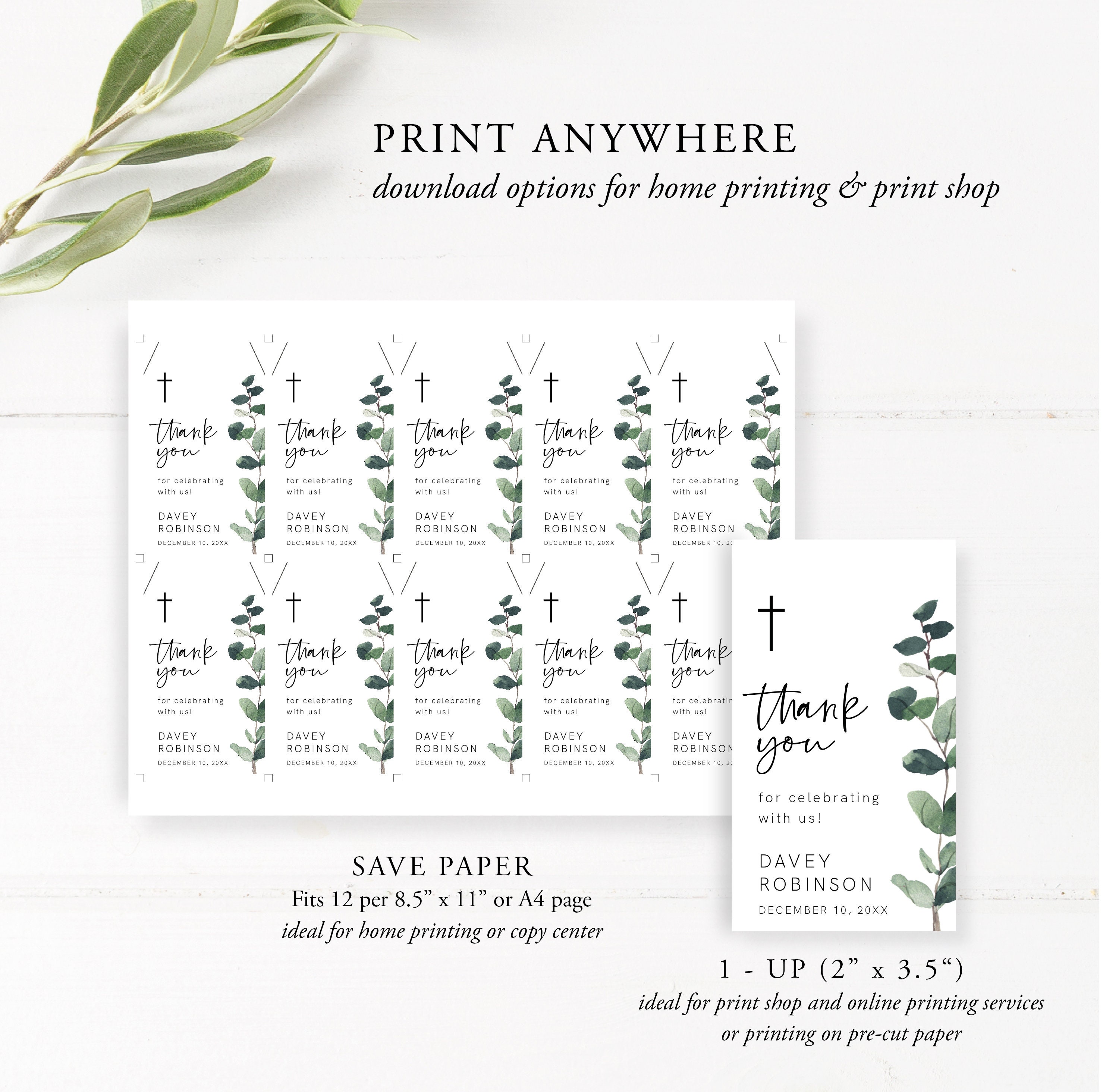 Baptism Favor Tags Template Printable Baptism Favor Tag | Etsy