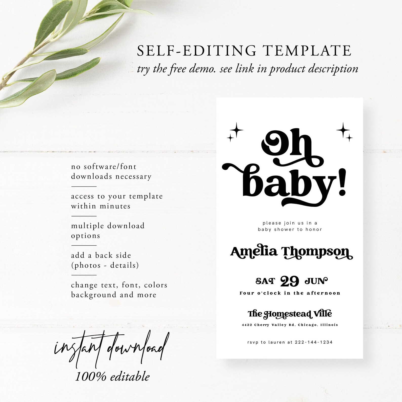 Retro Baby Shower Text Message Invitation Template, Electronic, Groovy ...