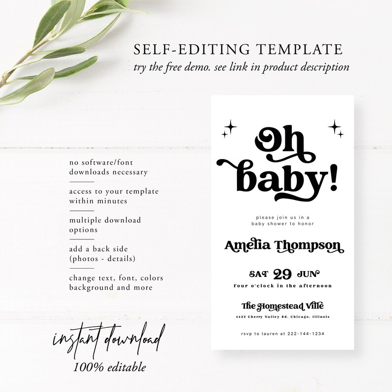 Retro Baby Shower Text Message Invitation Template - Etsy