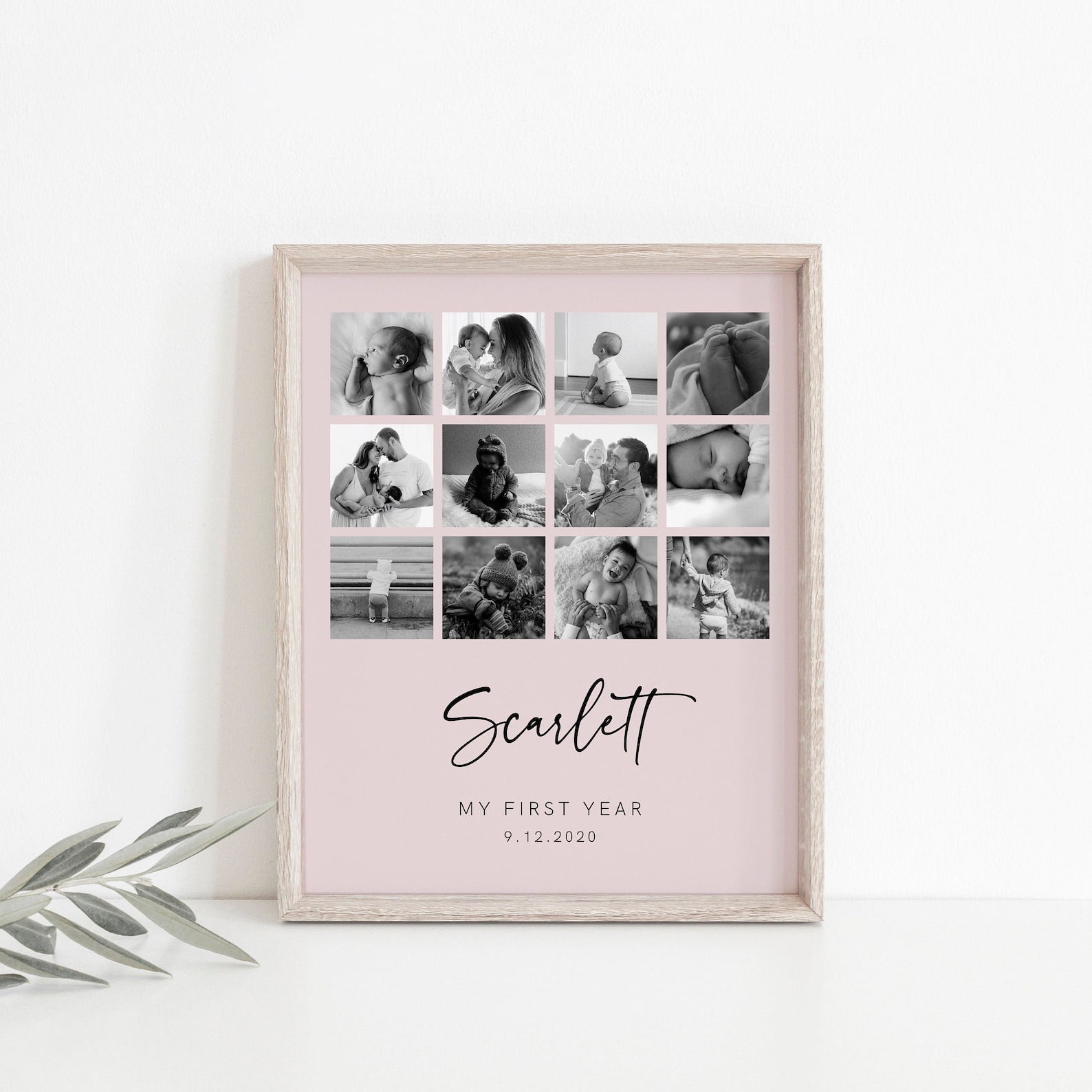 First Year Photo Collage Template, 12 Month Photo Collage, 1st Birthday ...