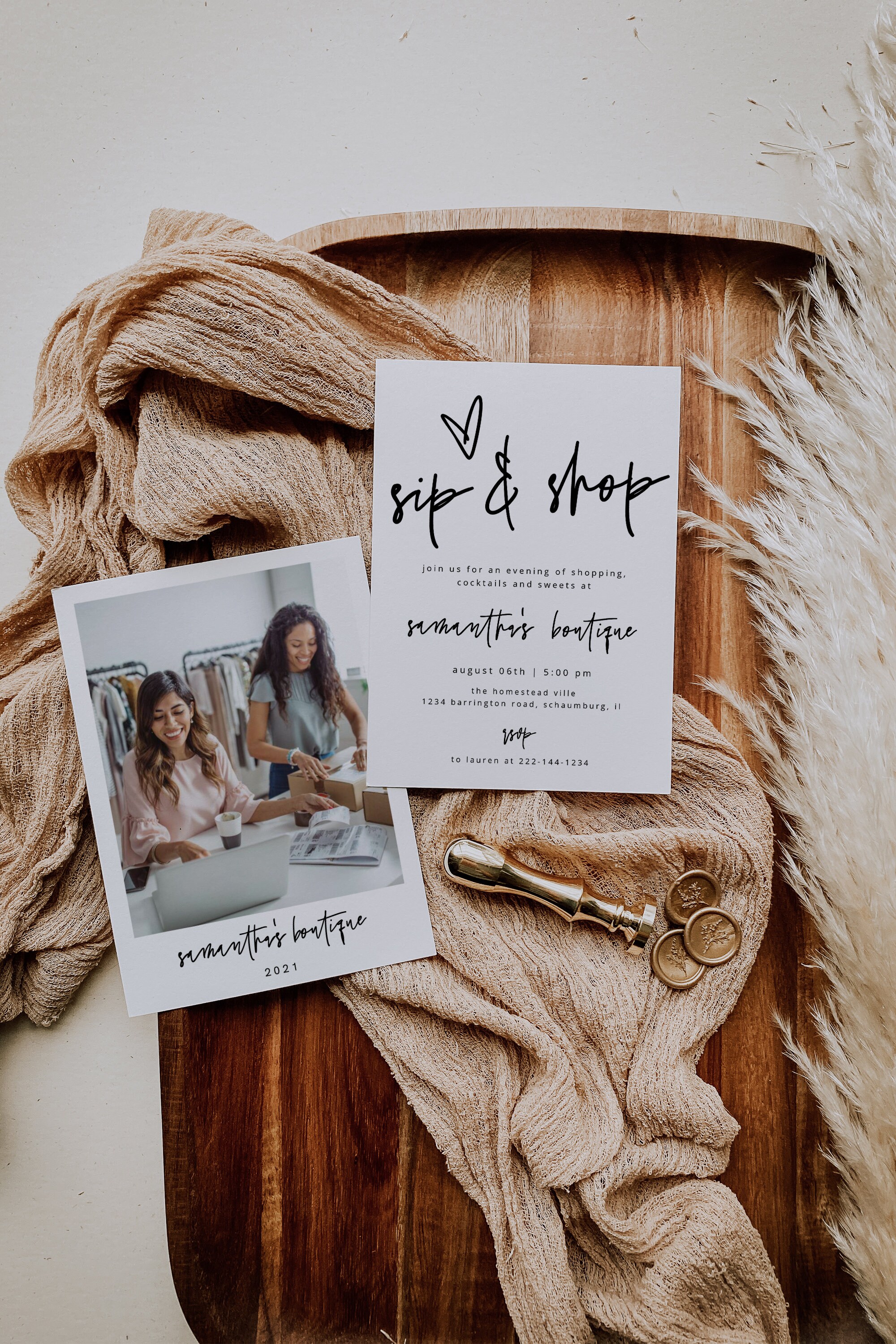 Sip and Shop Invitation Template, Business Holiday, Christmas Launch ...