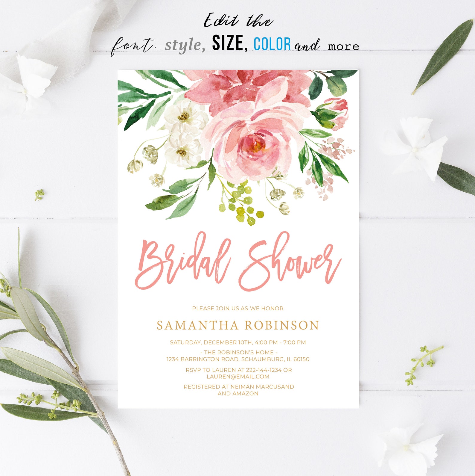 Bridal Shower Invitation Template Editable Printable Bridal - Etsy