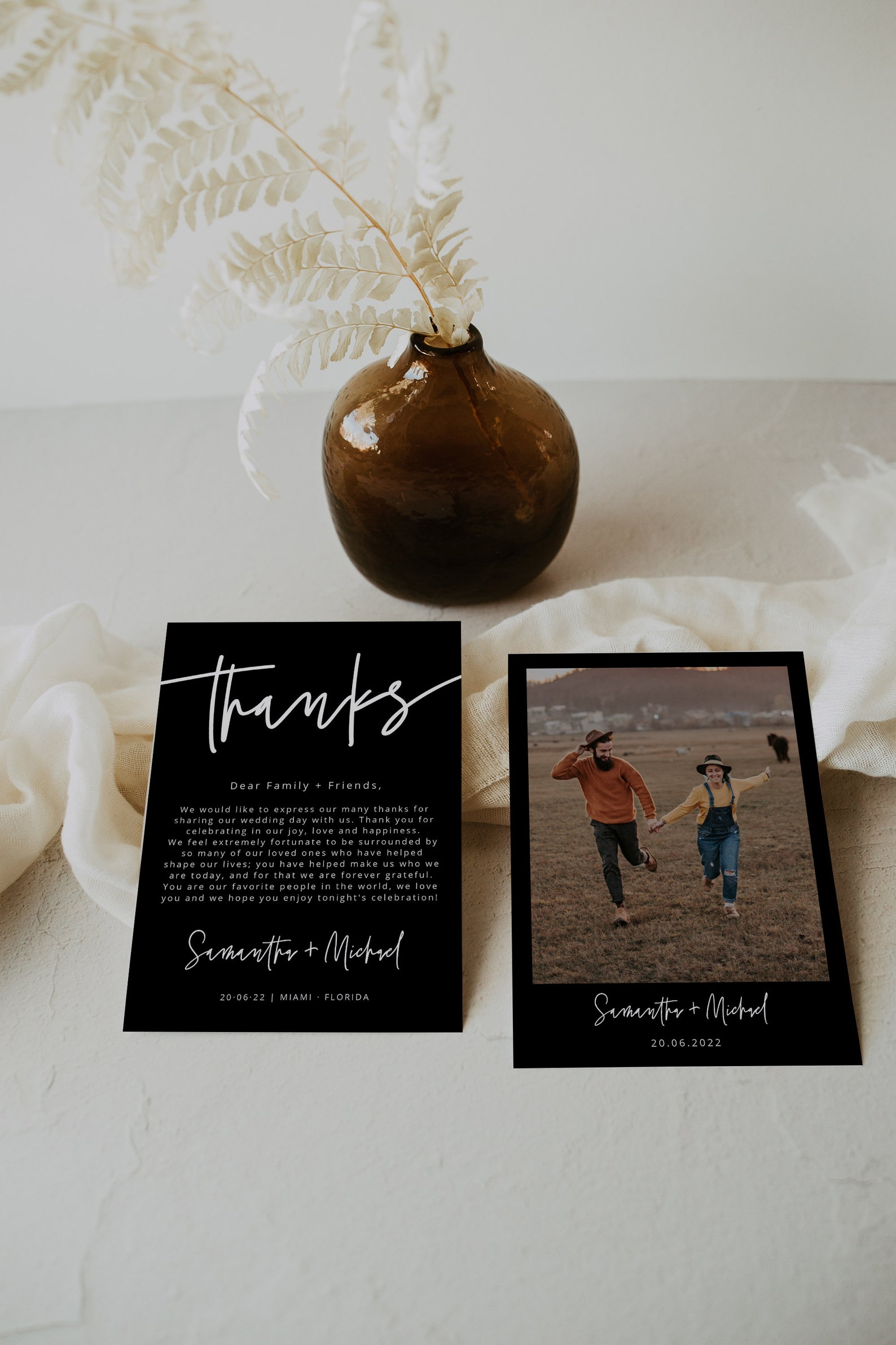 Modern Thank You Card Black Thank You Letter Note Printable - Etsy