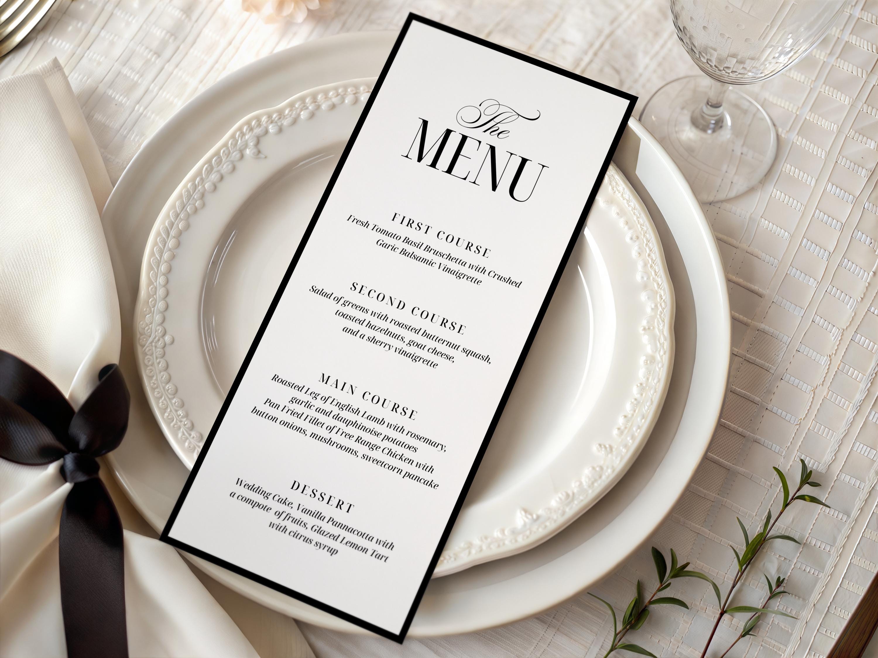 Classic Old Money Menu & Place Card Set, Timeless Vintage Wedding ...