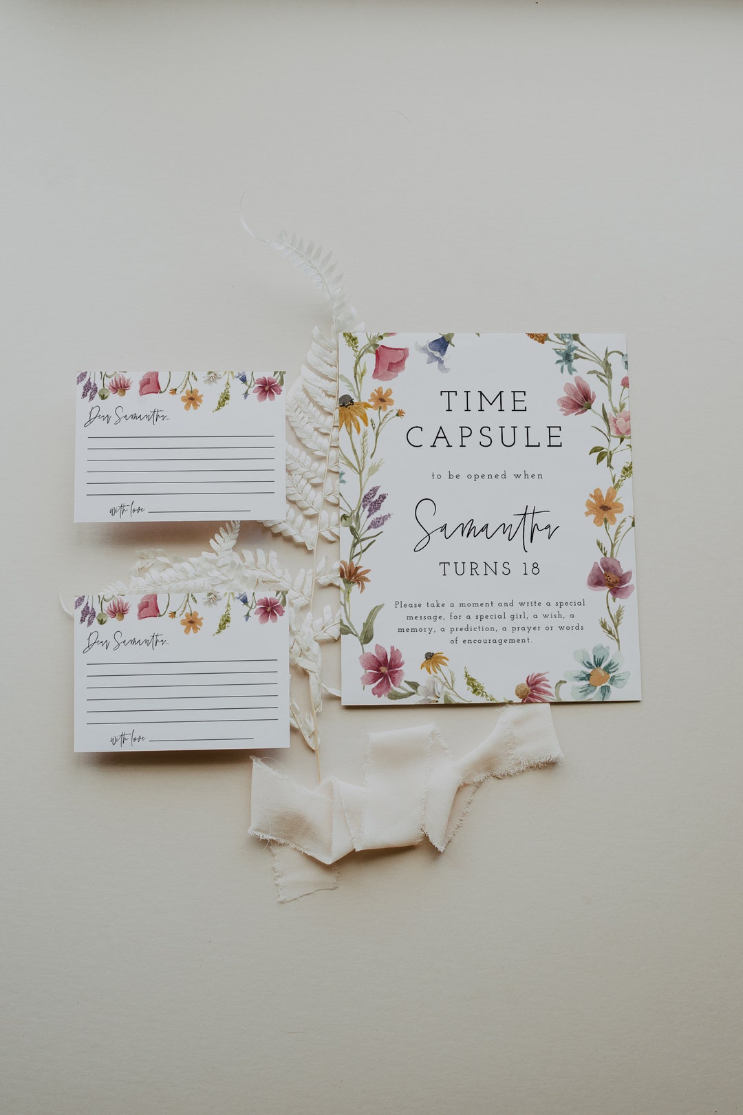Wildflower Time Capsule Sign and With Matching Printable Message Cards ...