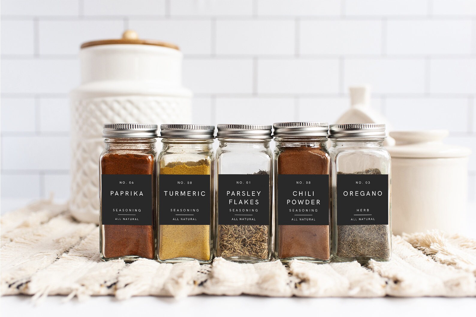 Spice Jar Labels Template, Modern Minimalist Spice Jar Label, Black ...