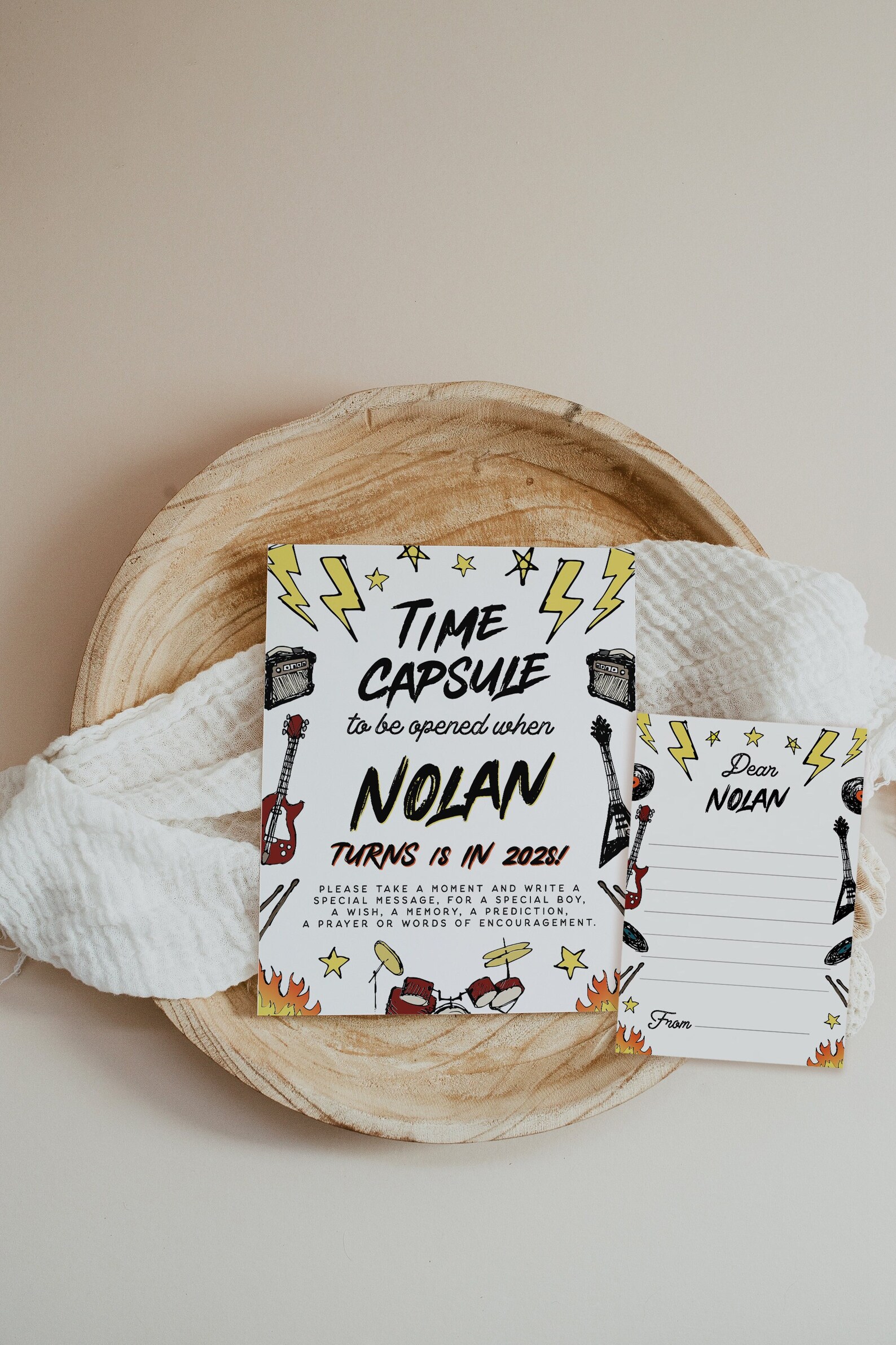 Rock and Roll Time Capsule Sign and With Matching Printable Message ...