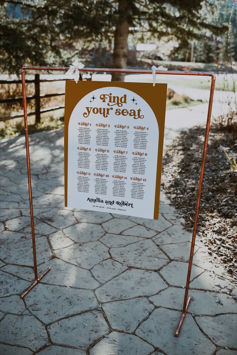 Retro Seating Chart Poster Template Printable Wedding Seating - Etsy