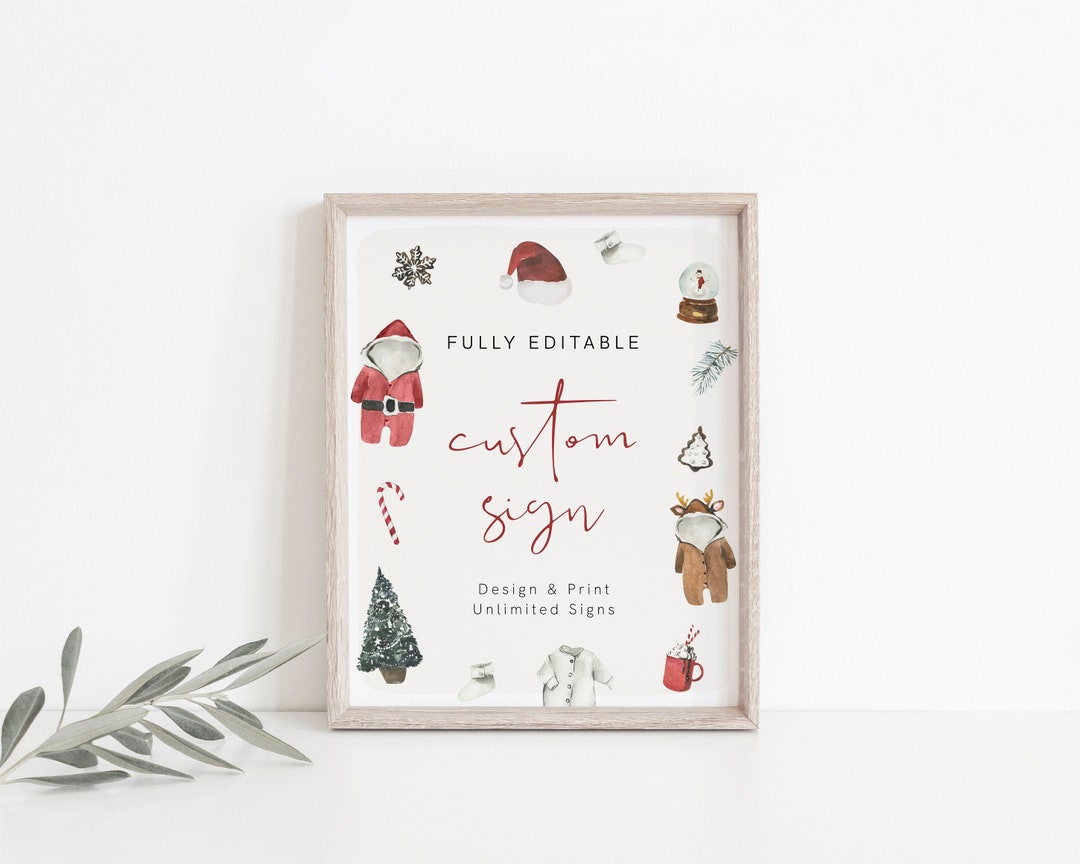 Santa Baby Shower Custom Sign Template, Christmas Baby Shower Sign ...