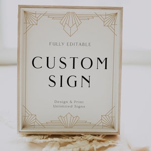 Art Deco Custom Sign Template, Art Deco Wedding or Table Sign, Create ...
