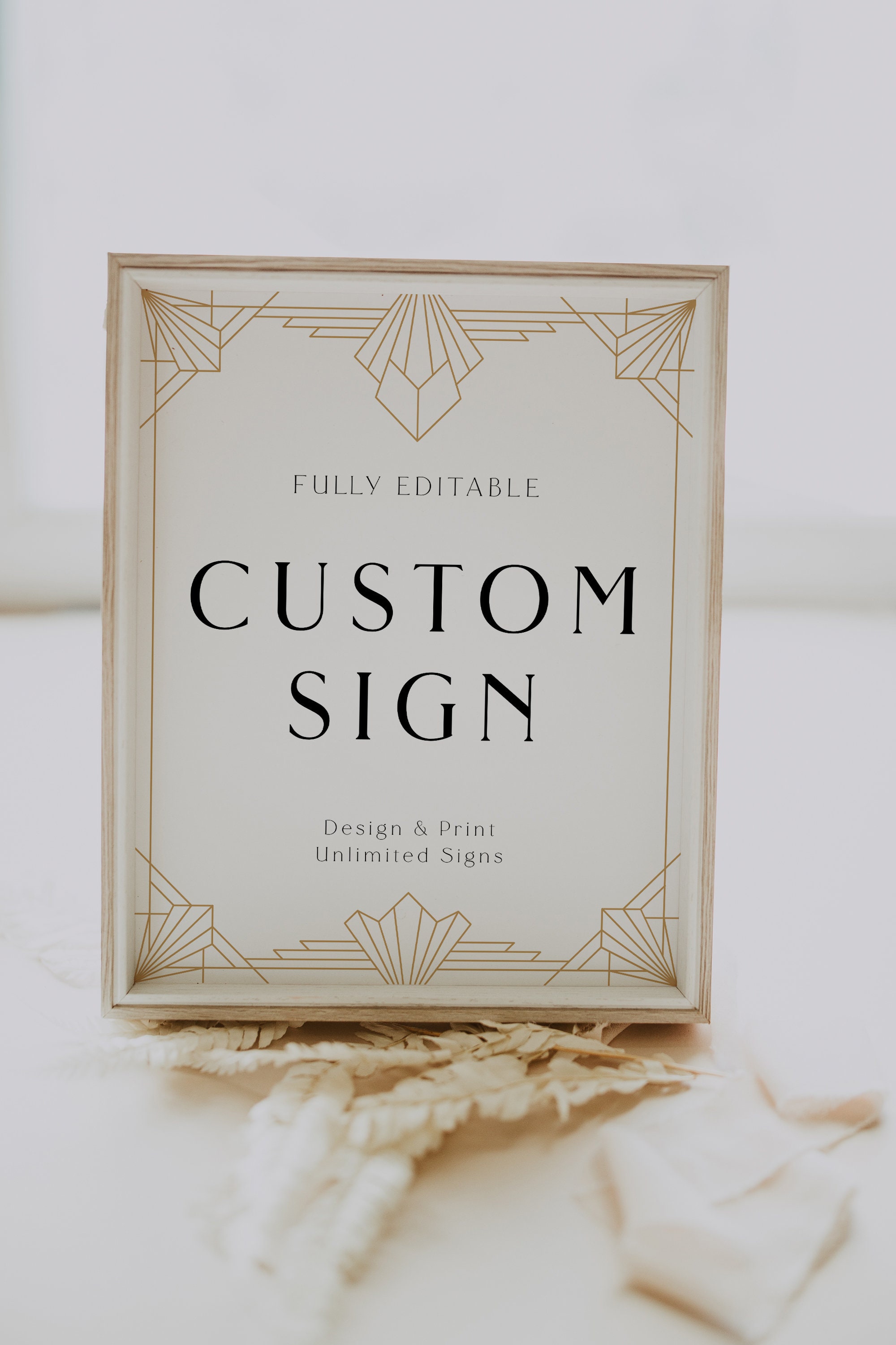 Art Deco Custom Sign Template, Art Deco Wedding or Table Sign, Create ...