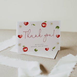 Apple Thank You Card Template, Folded , Editable Apple of Our Eye Baby ...