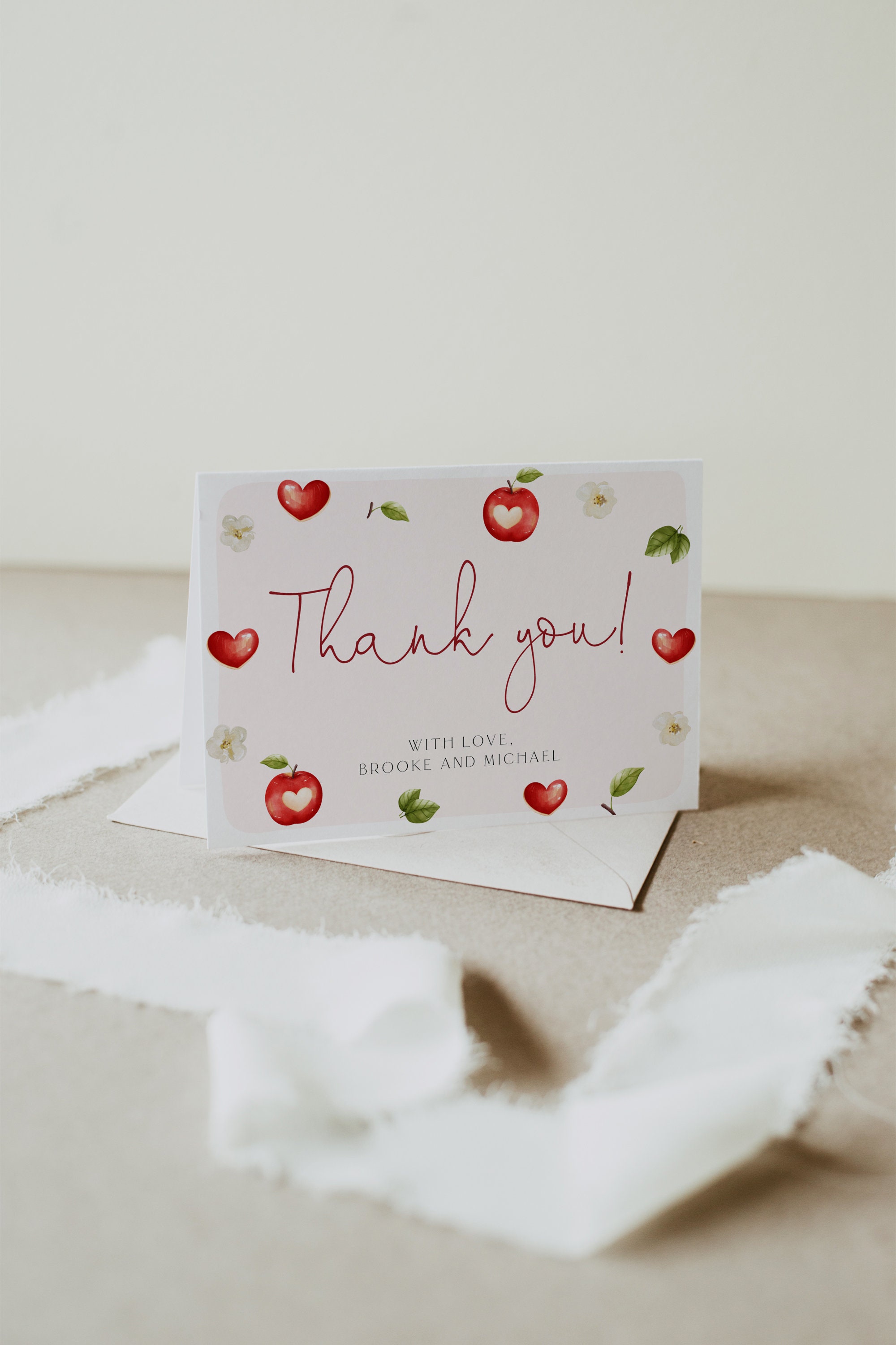 Apple Thank You Card Template, Folded , Editable Apple of Our Eye Baby ...
