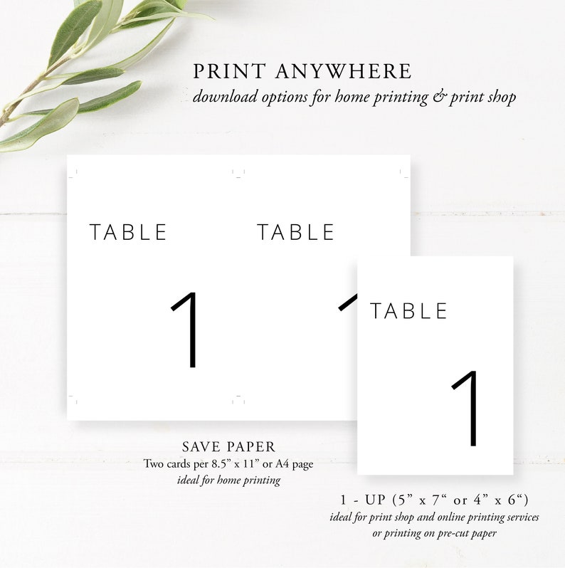 Minimalist Table Number Card Template Modern Simple Clean | Etsy