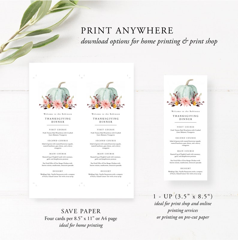Thanksgiving Menu Card Template Friendsgiving Menu Printable - Etsy