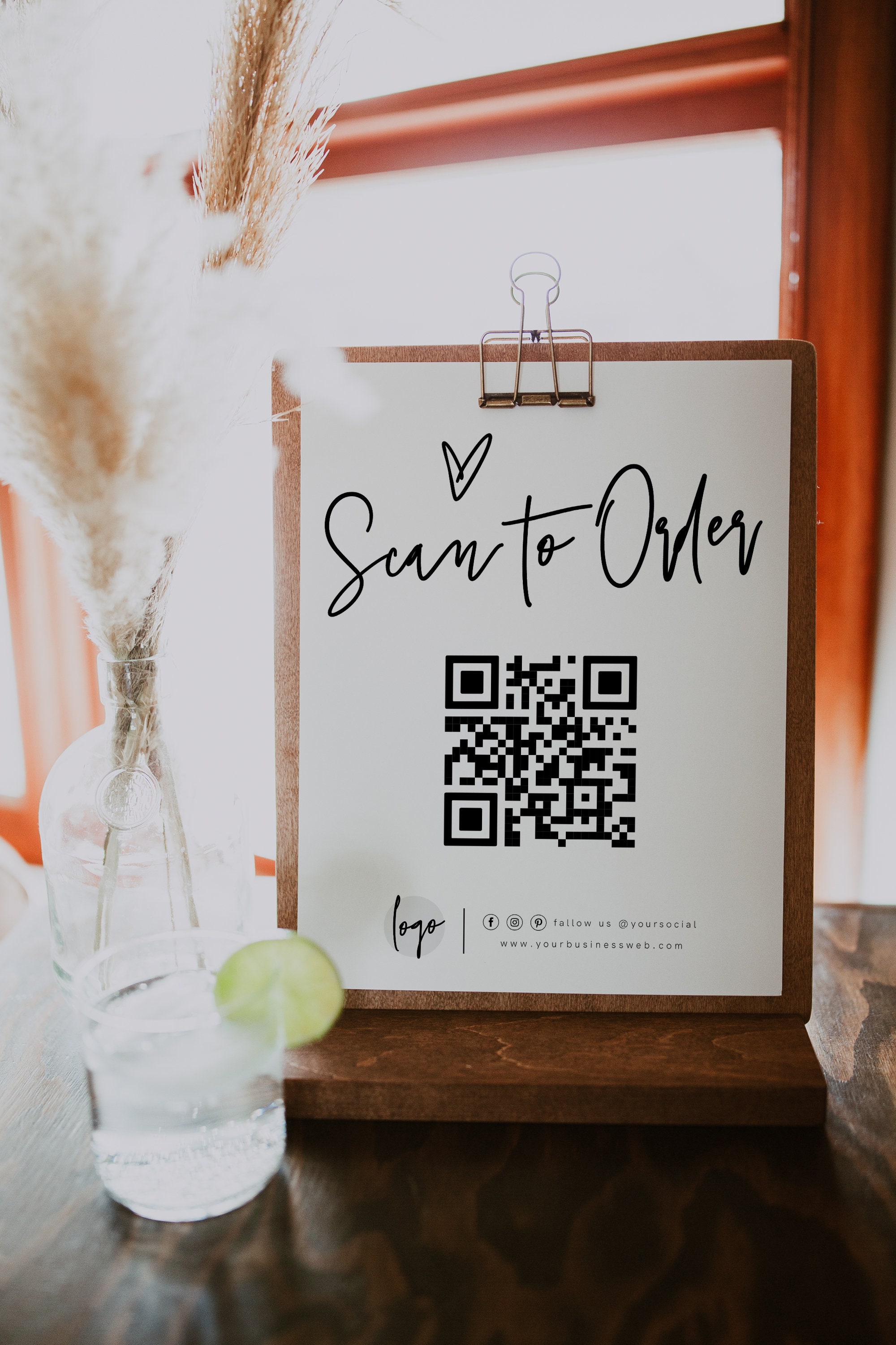Menu QR Code Sign, Modern Menu QR Code, Scan to Order, Scan to View Our ...