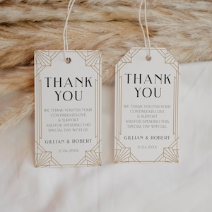 Art Deco Favor Tag, Wedding Thank You Tag, Bridal Tag, Art Deco Tag ...