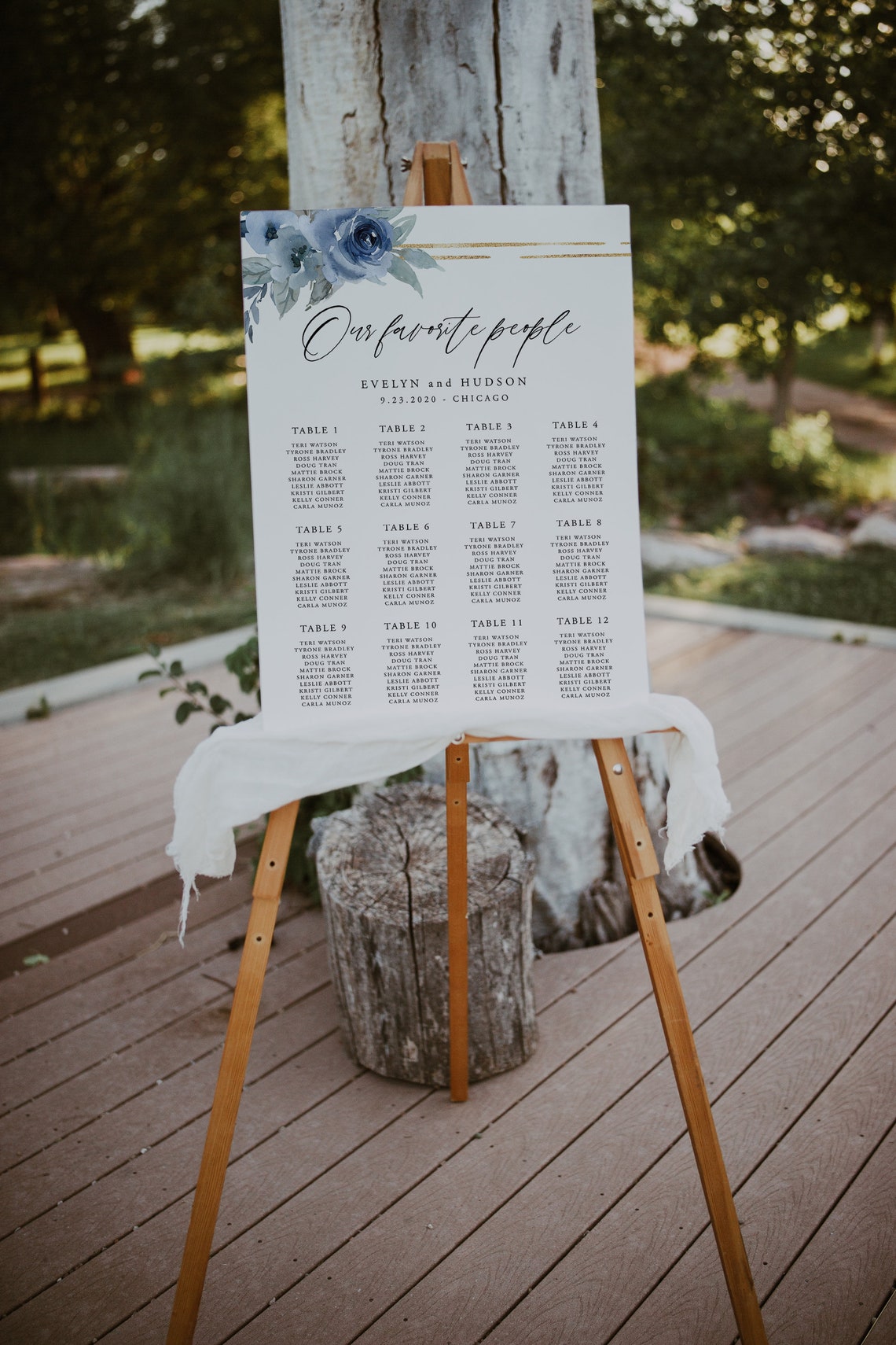 Dusty Blue Seating Chart Poster, Printable Wedding Seating Sign, Dusty ...