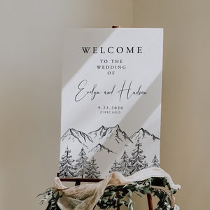 Mountain Welcome Sign, Woodland, Printable Wedding Rustic Pine, Bridal ...