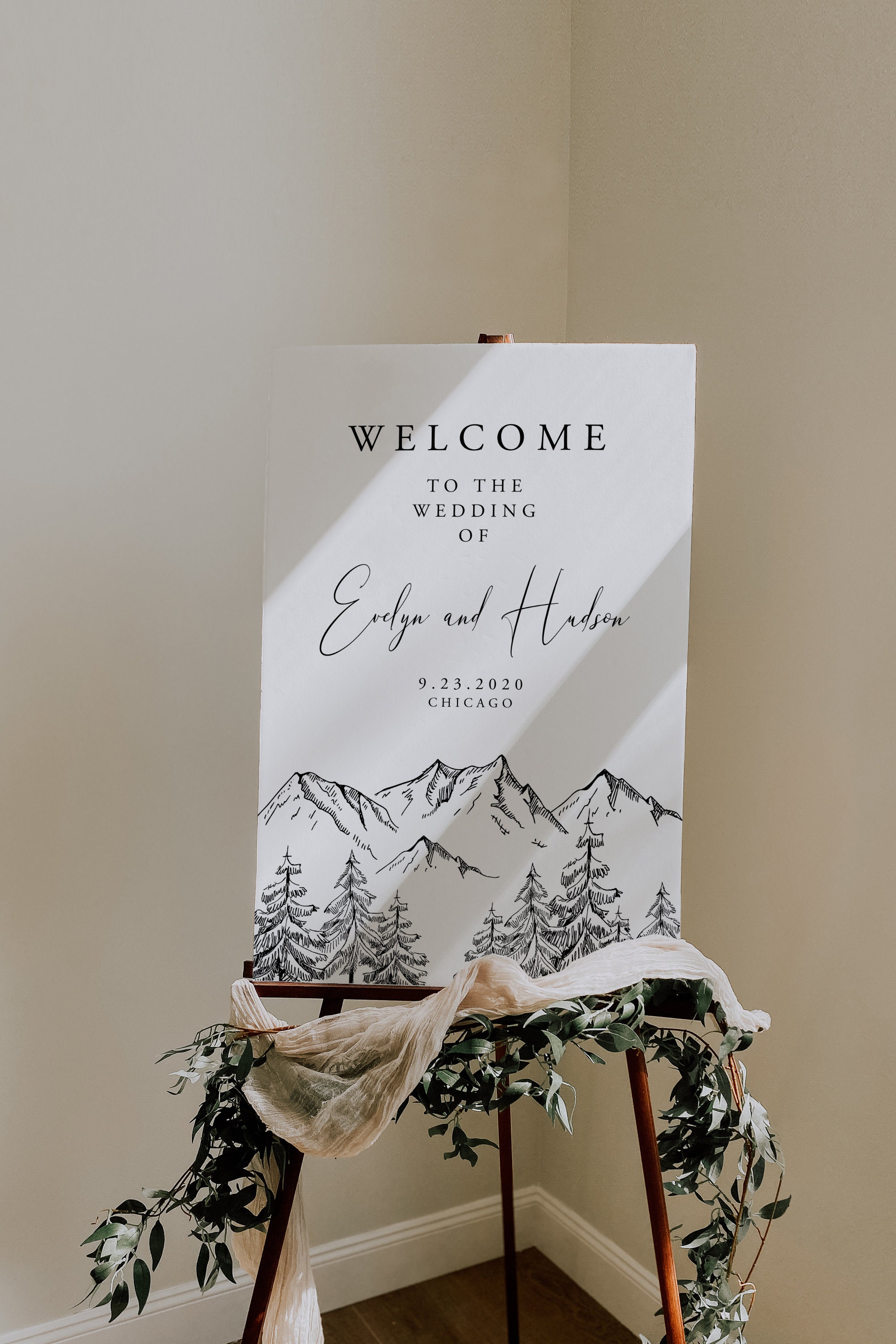 Mountain Welcome Sign Woodland Printable Wedding Rustic - Etsy