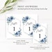 Dusty Blue Table Number Card Template, Dusty Blue Silver Wedding Table ...