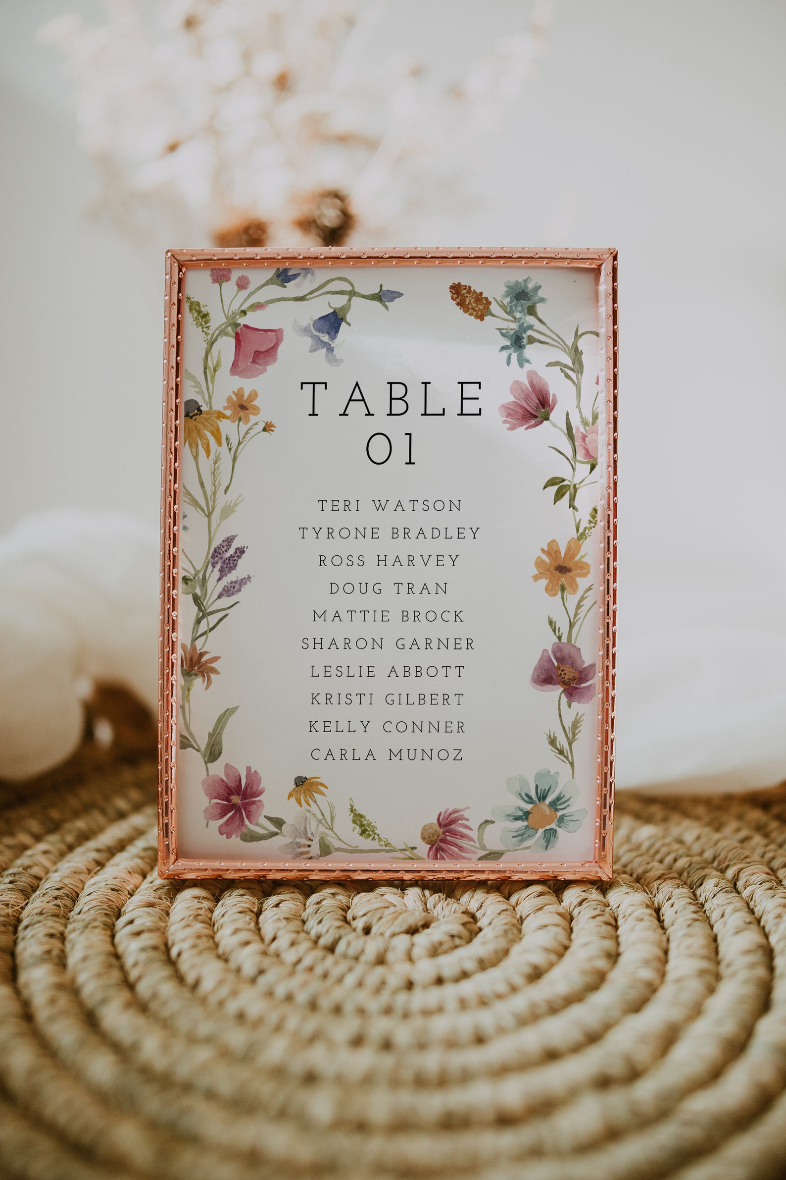 Wildflower Wedding Seating Chart Card Wildflower Wedding - Etsy