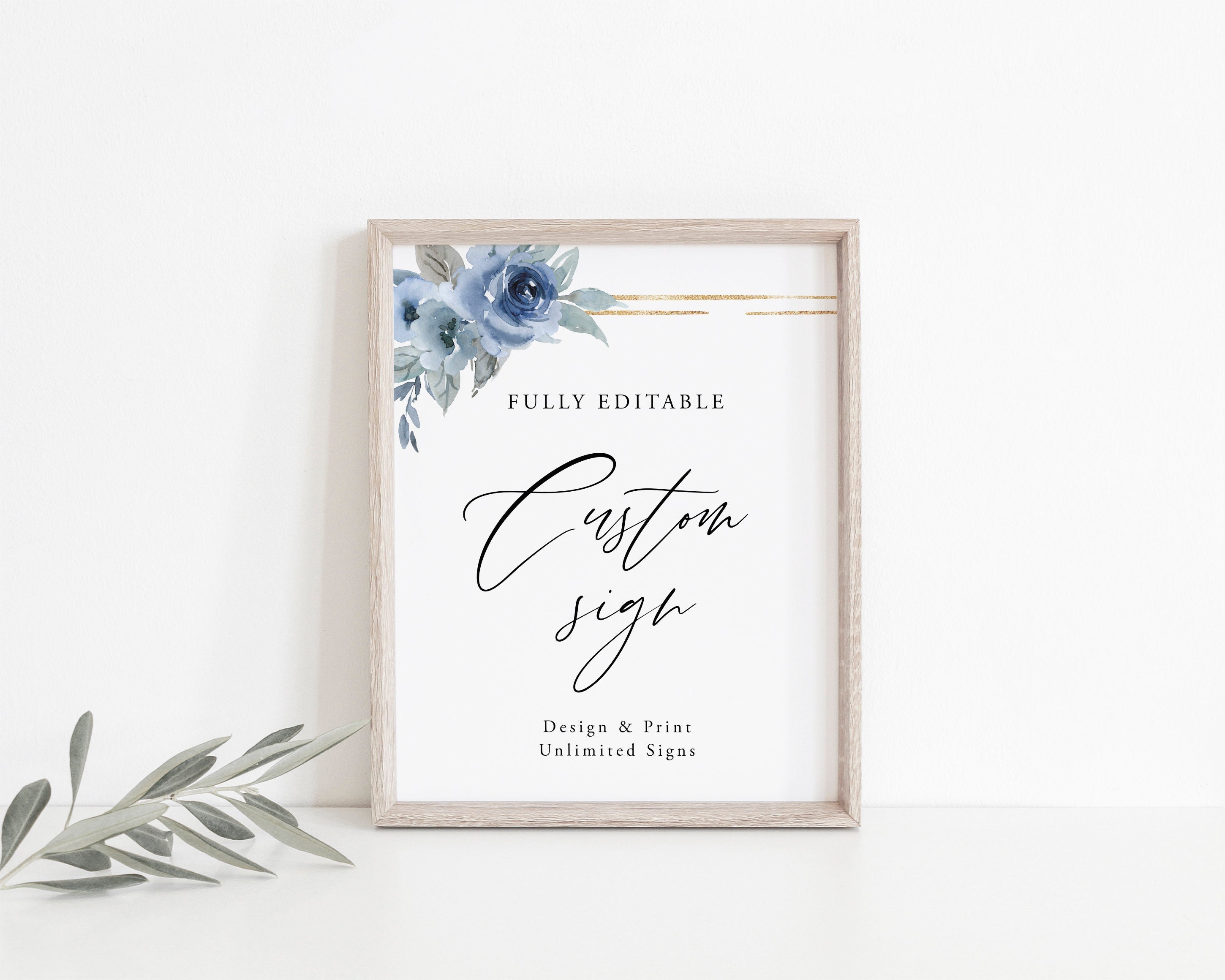 Dusty Blue Custom Sign Template, Dusty Blue Wedding or Bridal Shower ...