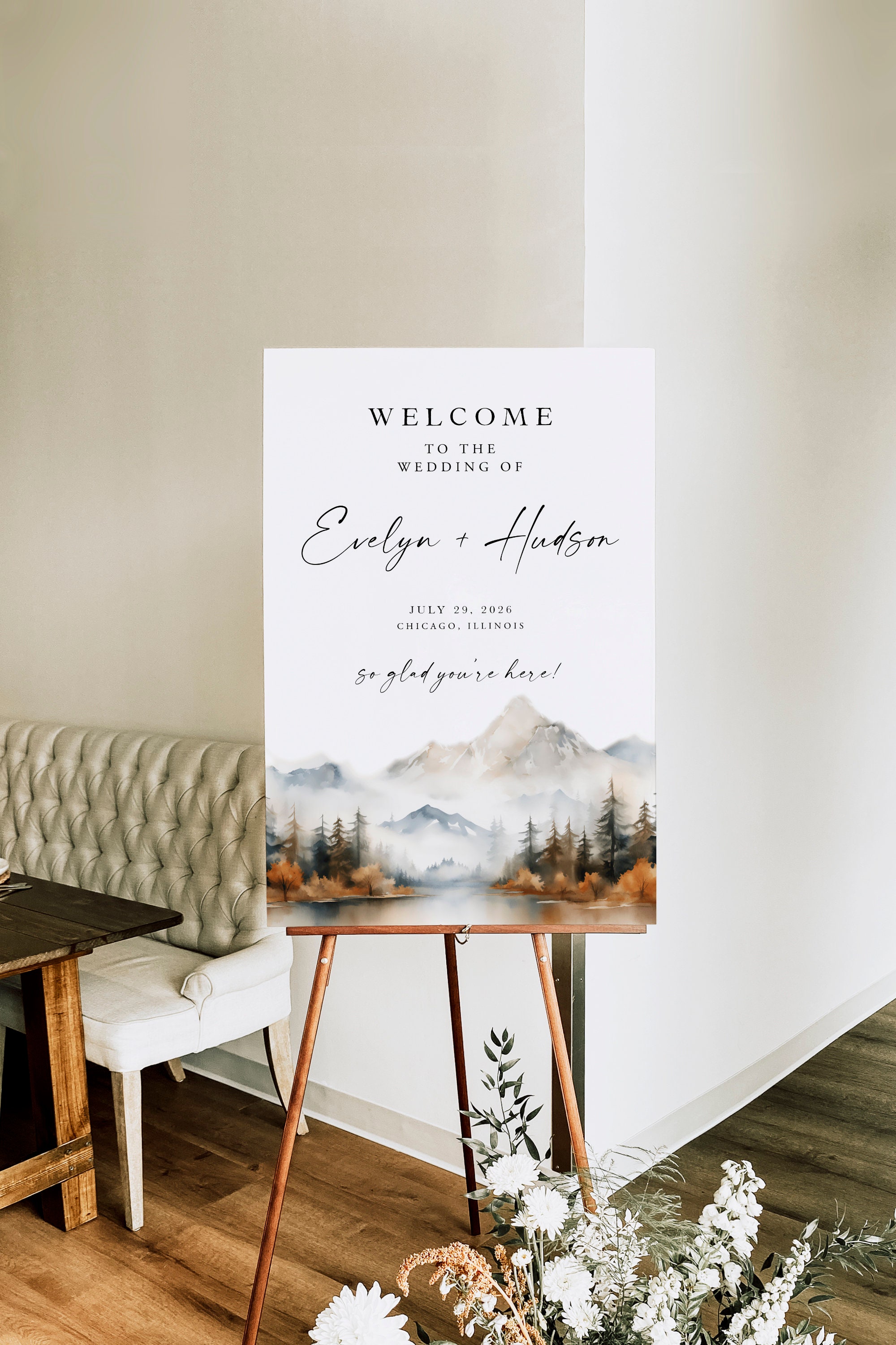 Mountain Welcome Sign, Woodland, Printable Wedding Rustic Mountain ...