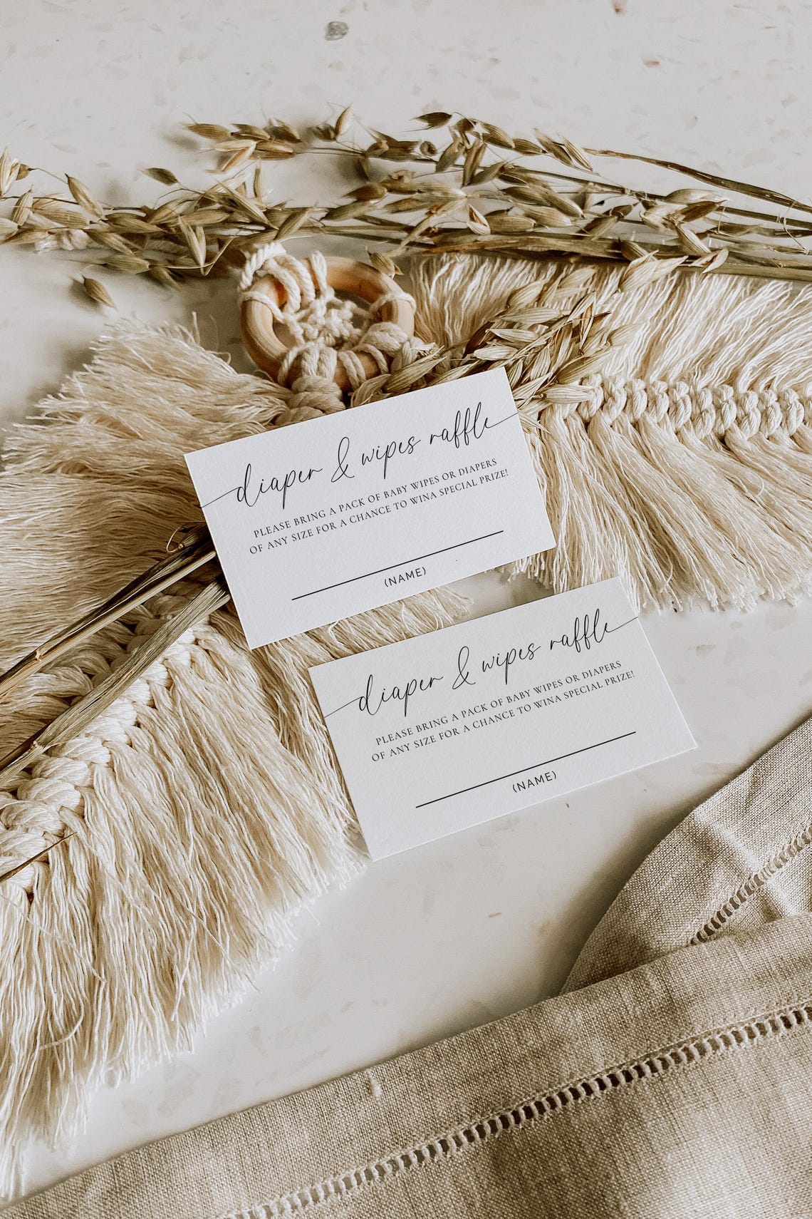 Diaper and Wipes Raffle Sign and Ticket, Minimalistic Baby Shower ...