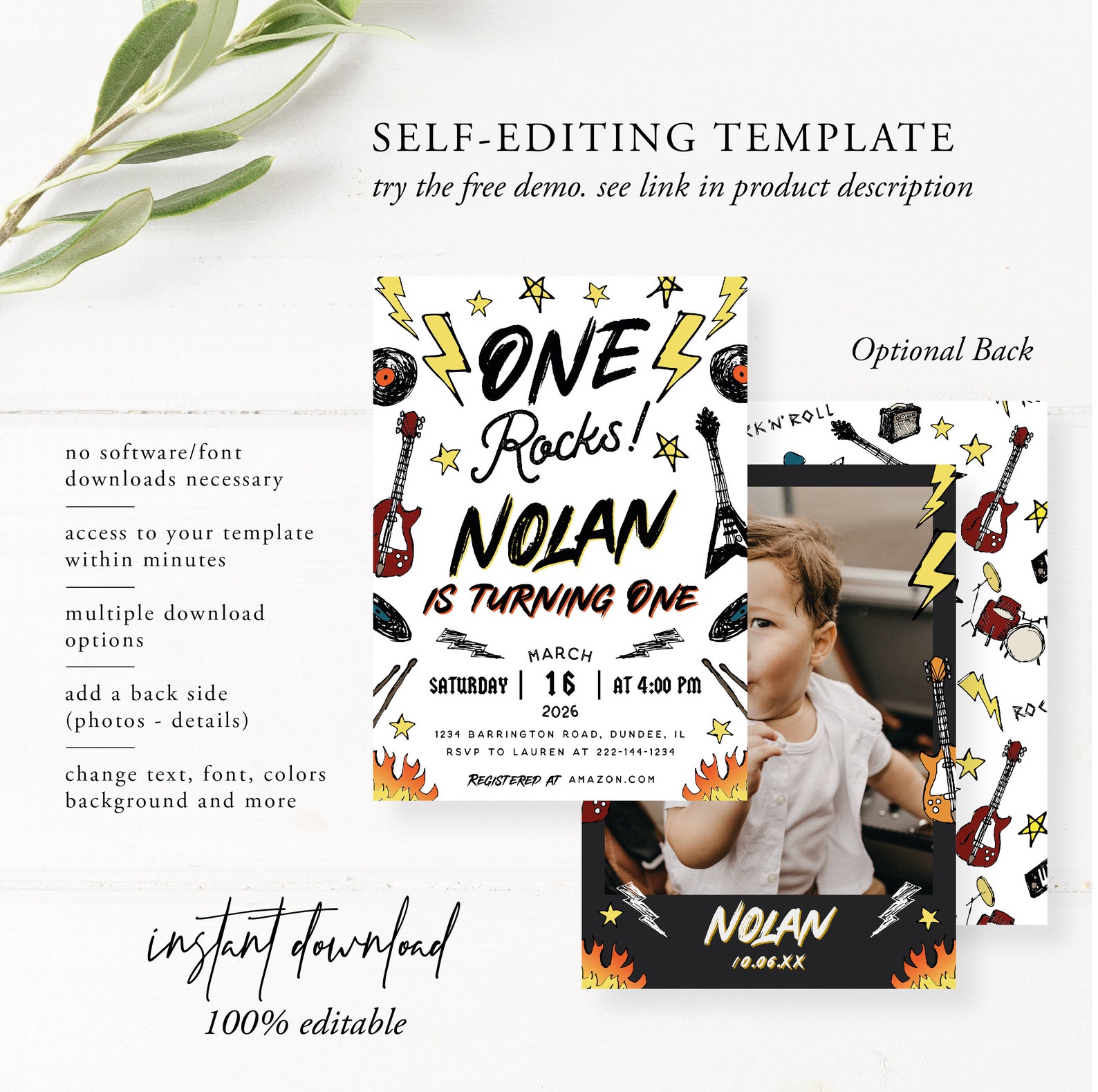 Rock and Roll 1st Birthday Party Rocked One Year 1st Birthday Punk Rock ...