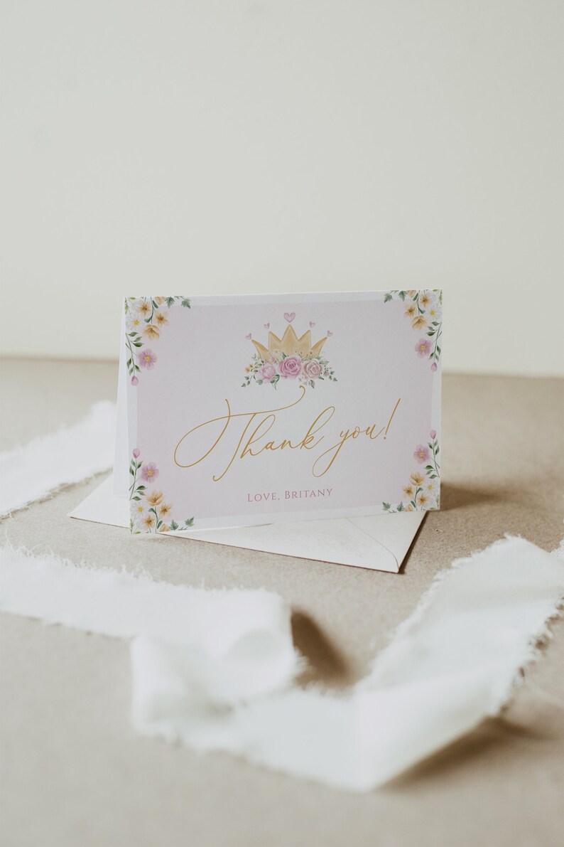 Princess Thank You Card Princess Baby Shower Thank You - Etsy