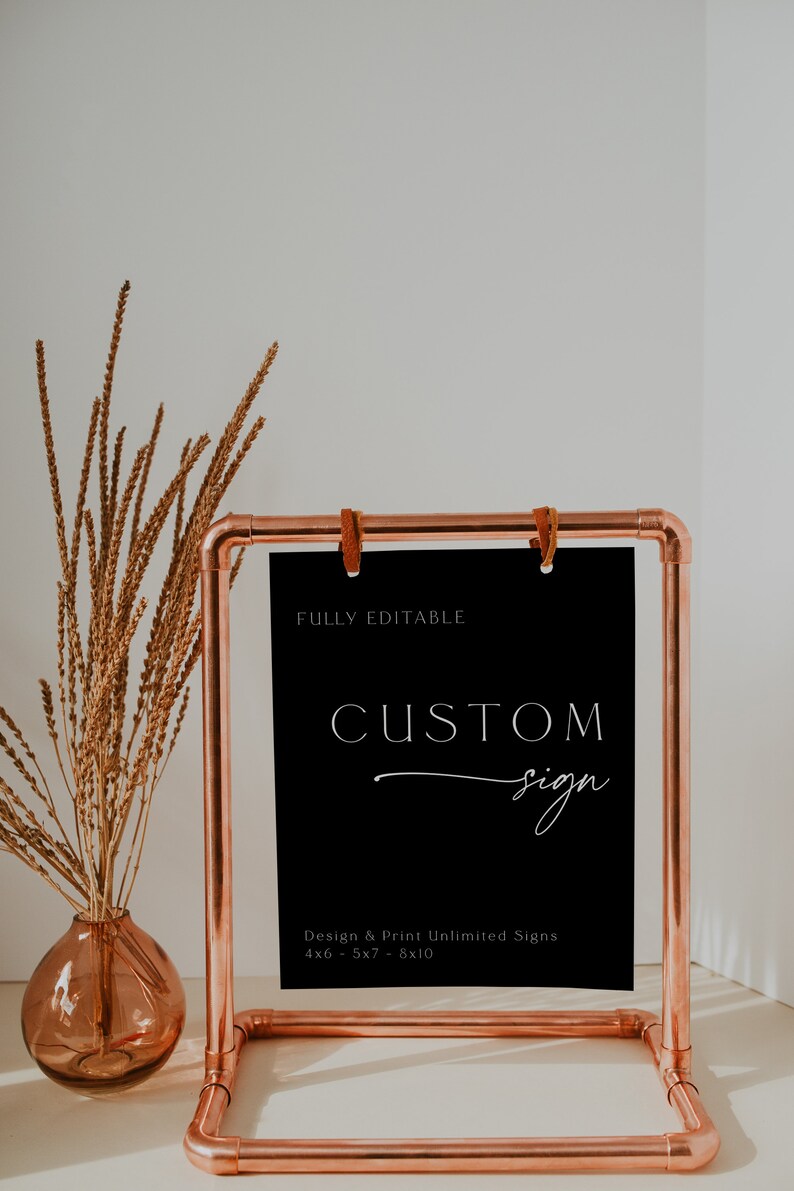 Black Minimalist Custom Sign Template, Modern Wedding or Bridal Shower ...