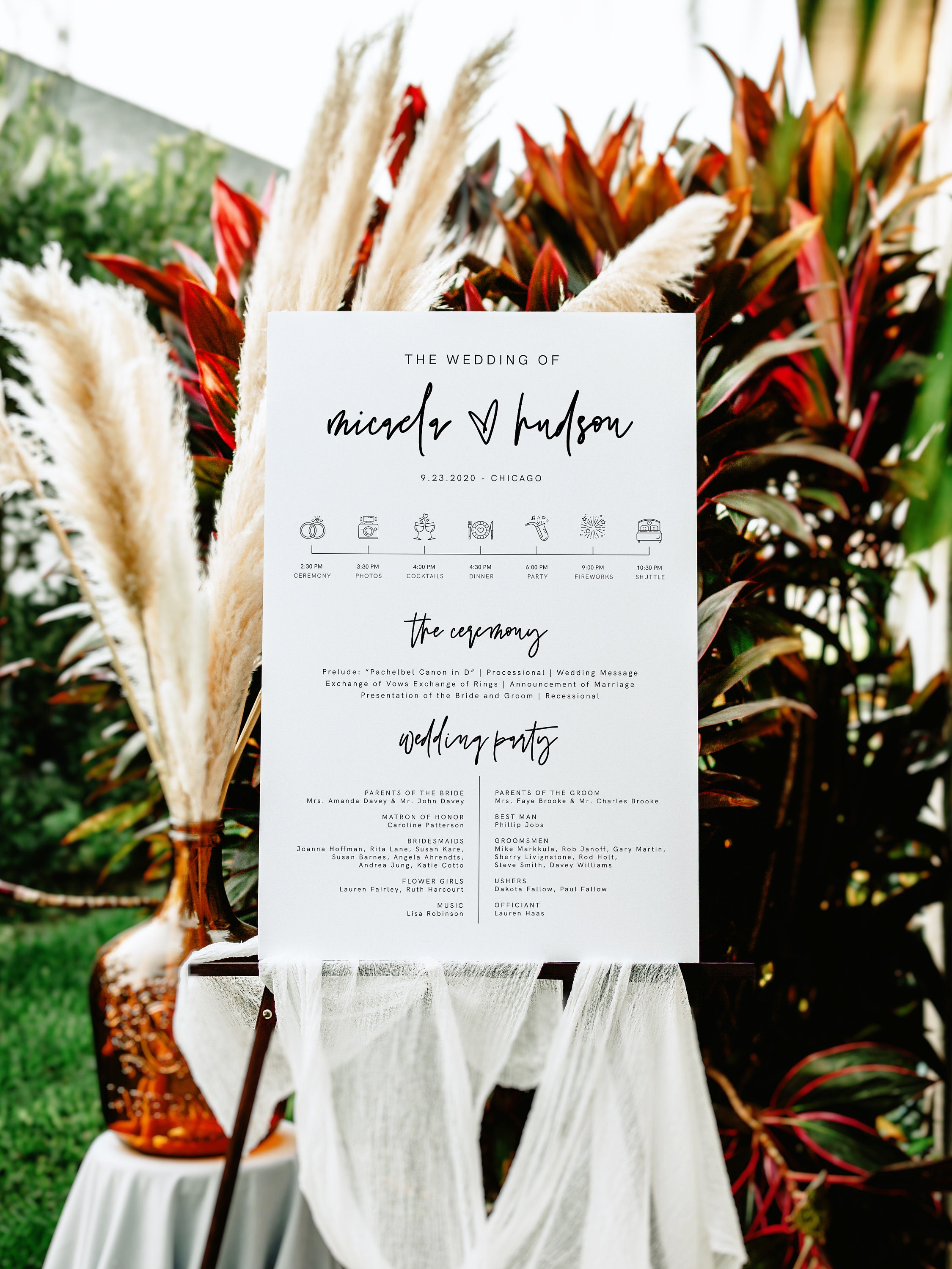Minimalist Wedding Program Sign Template Modern Wedding - Etsy