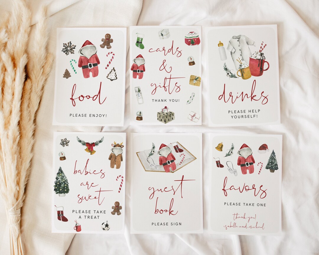 Christmas Baby Shower Sign Bundle, Clothes Santa Baby Shower, Santa ...