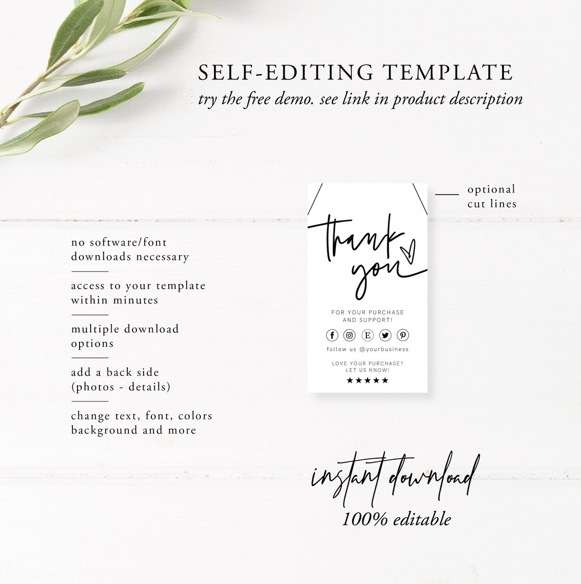 Modern Small Business Tag, Business Tag, Product Tag, Printable Thank ...