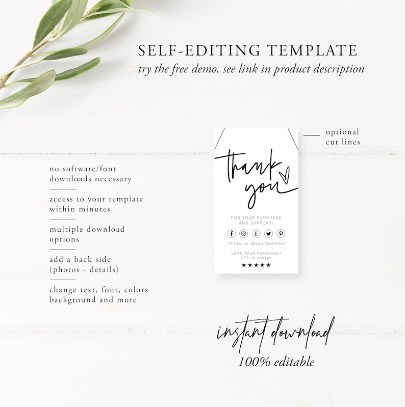 Modern Small Business Tag, Business Tag, Product Tag, Printable Thank ...