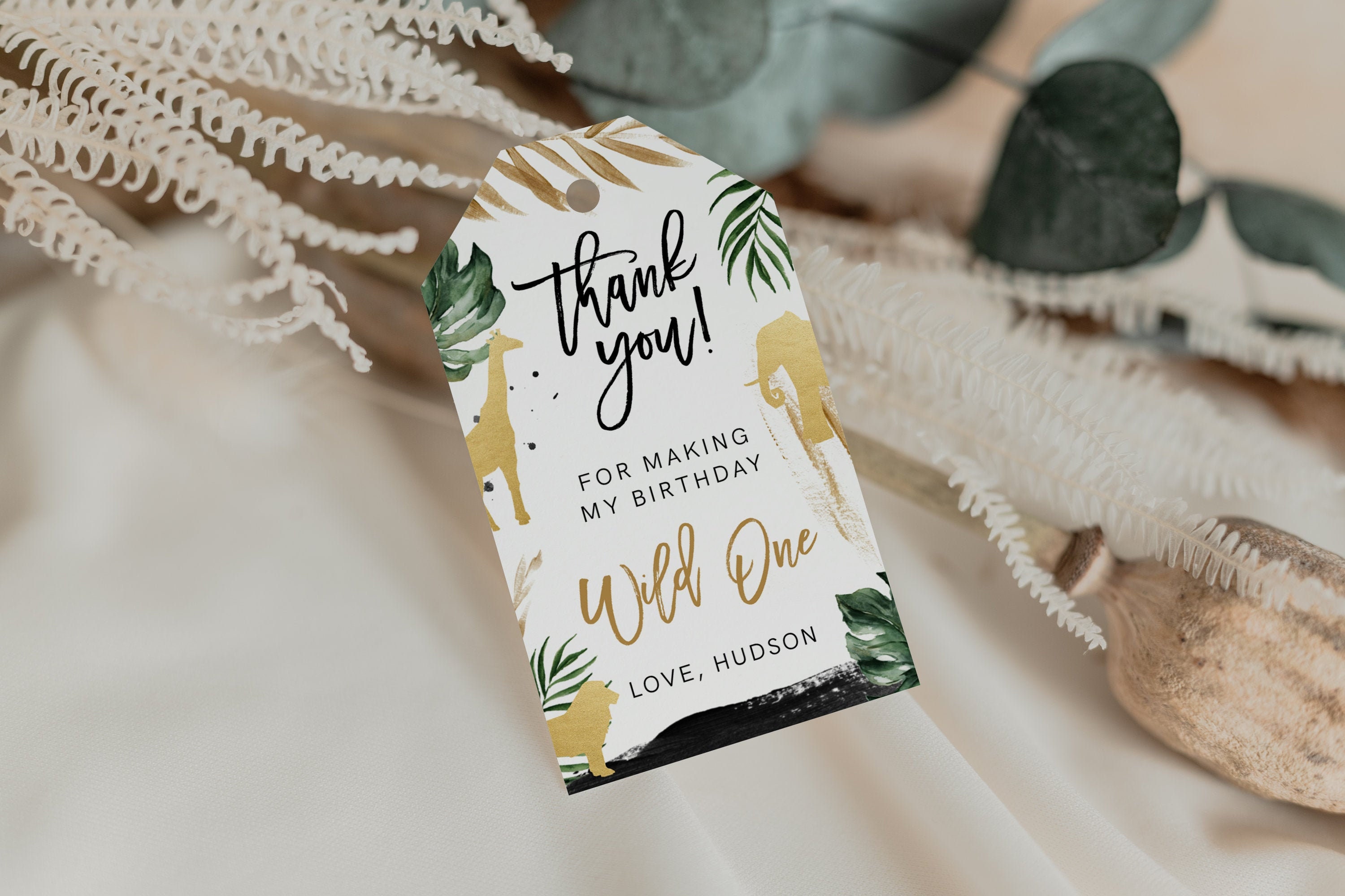 Safari Favor Tag Safari Wild One Birthday Gold Jungle Favor - Etsy
