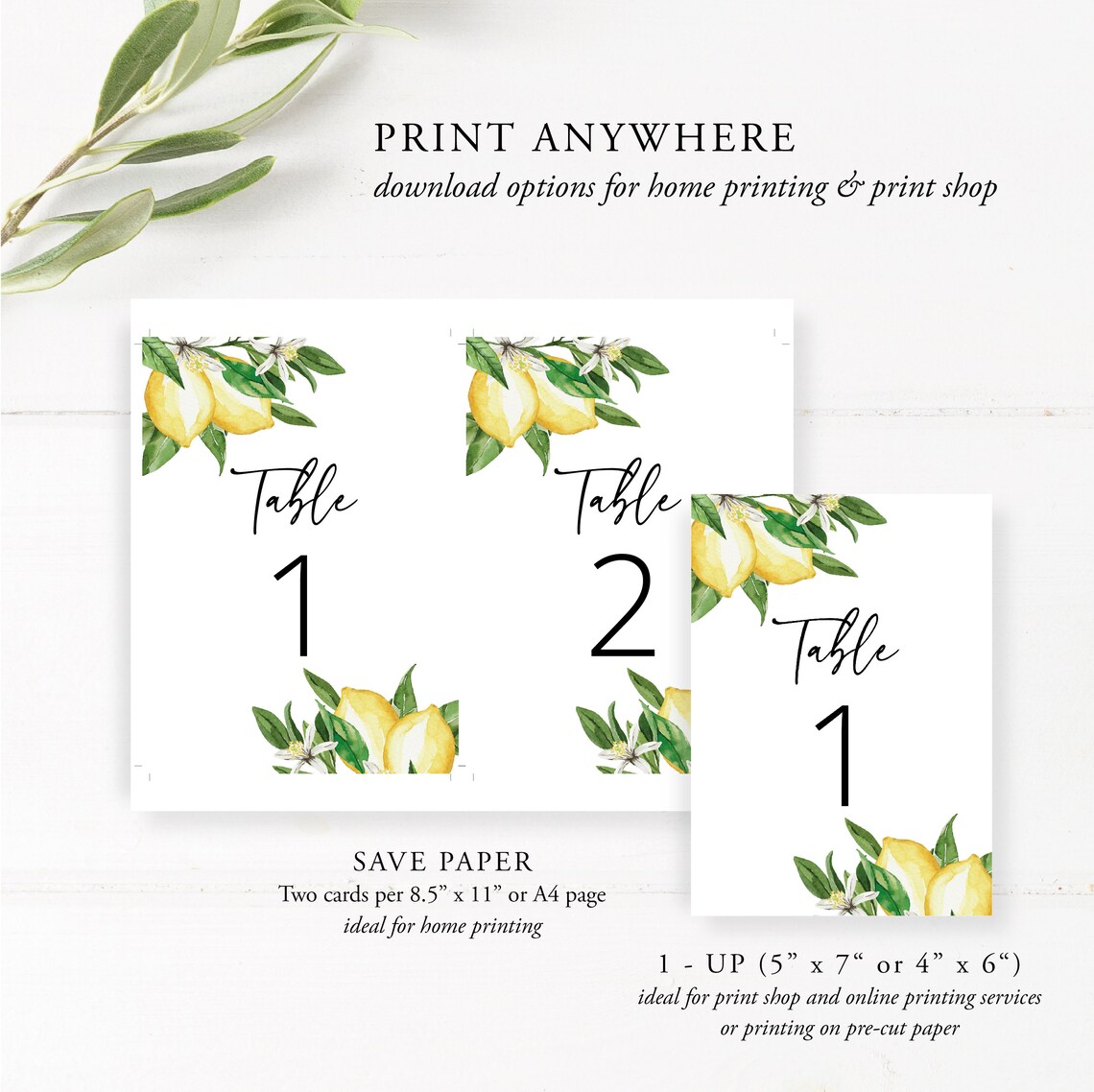 Lemon Table Number Card Template Citrus Table Number Lemon | Etsy