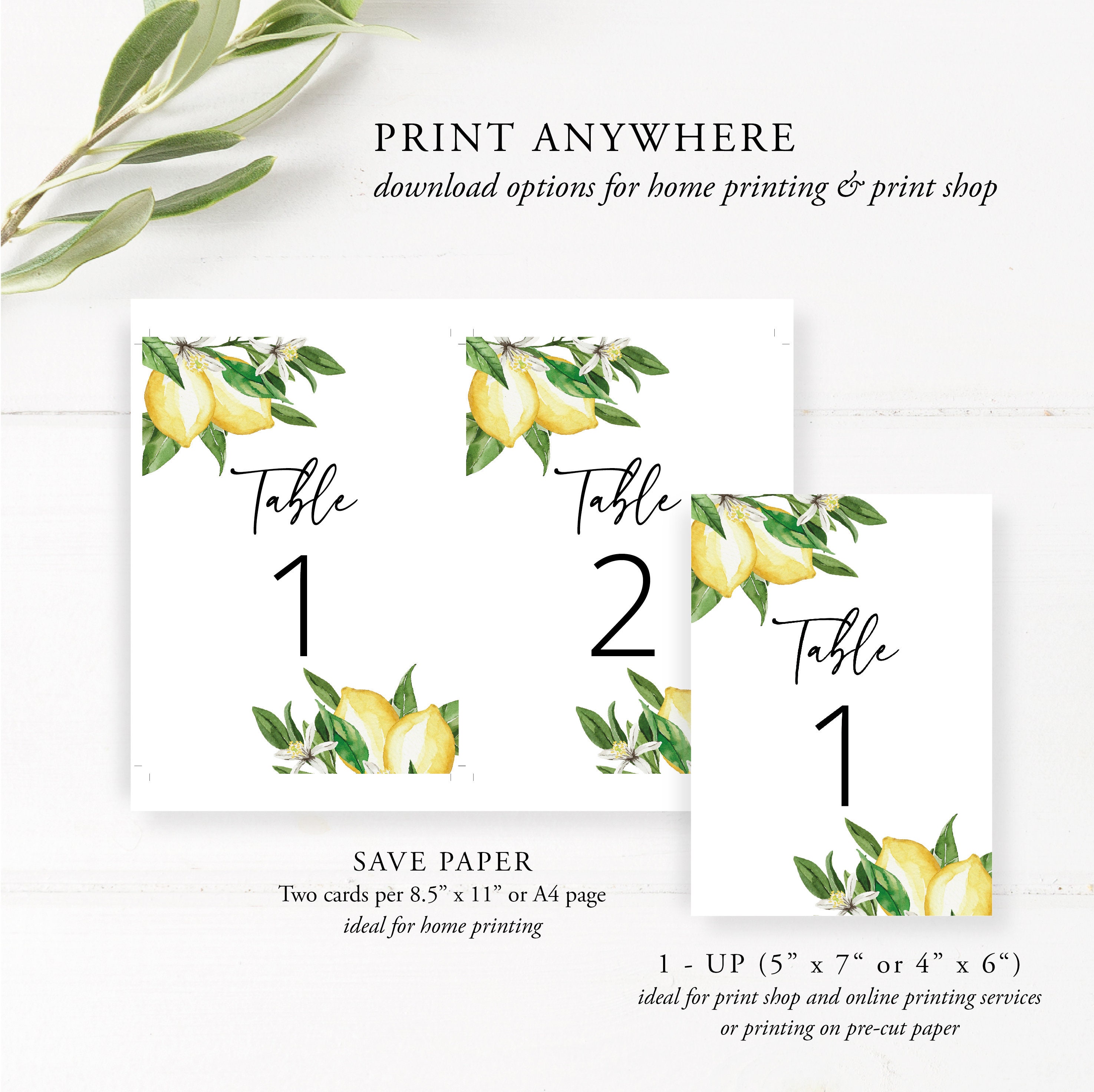 Lemon Table Number Card Template Citrus Table Number Lemon | Etsy