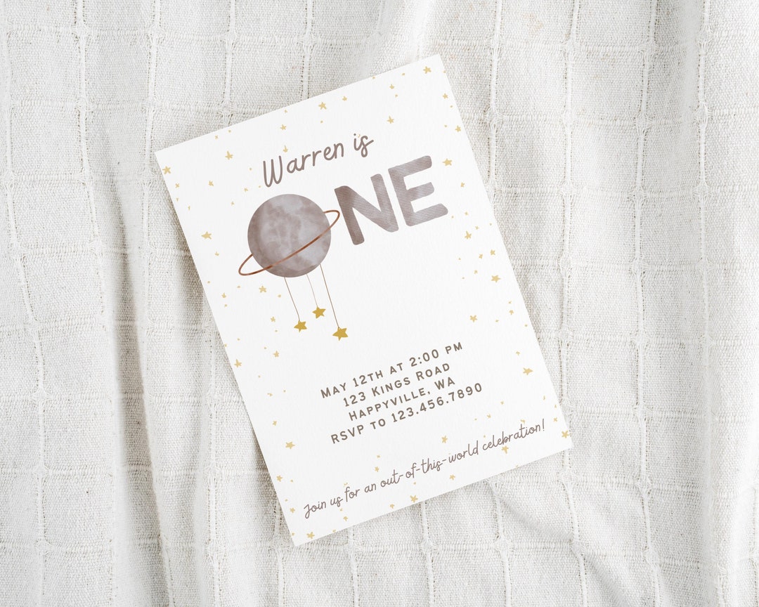 Space One Invitation, Editable Digital Birthday Invite, First Birthday ...