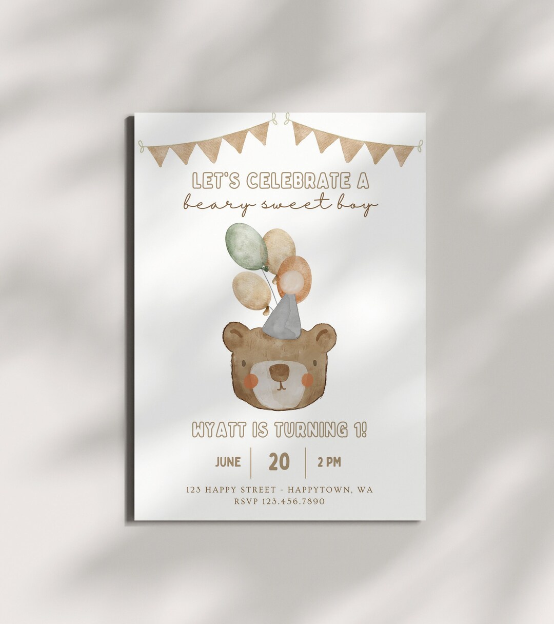 Digital Birthday Invitation With Bear Theme - Etsy