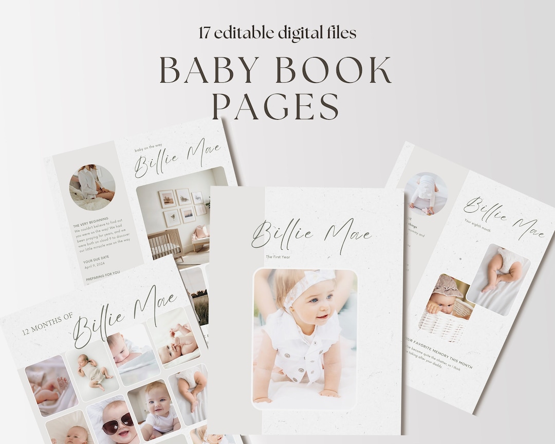 Digital Baby Book Pages, Gender Neutral Baby Book, Digital Document ...