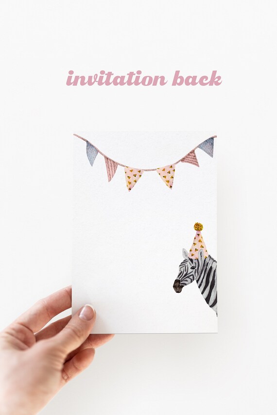 Zebra Invitation Template Birthday Zebra Balloons Greeting Card Lady