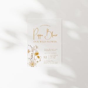 Wild Flower Invitation, Editable Digital Birthday Invite, First ...