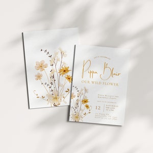 Wild Flower Invitation, Editable Digital Birthday Invite, First ...